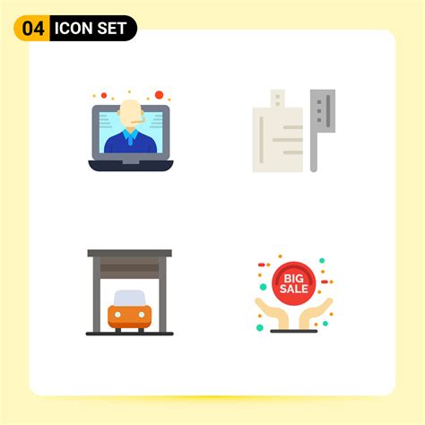 4 Thematic Vector Flat Icons And Editable Symbols Of Conference