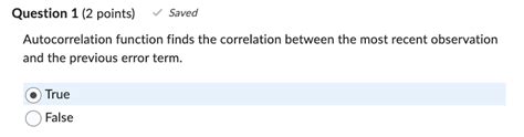 Solved Question 1 2 Points Saved Autocorrelation Function