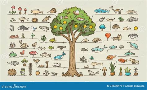 Evolutionary Tree Of Life A Visual Guide To Diverse Species Stock Illustration Illustration
