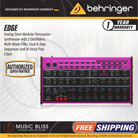 Behringer Edge Analog Semi Modular Percussion Synthesizer Total Music Gear All In One Shop