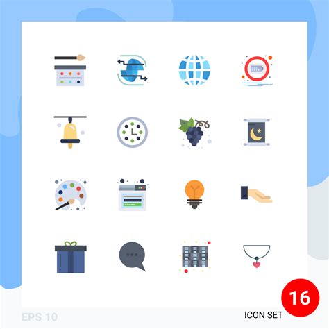 Editable Vector Line Pack Of 16 Simple Flat Colors Of Notification Charge Communication Battery