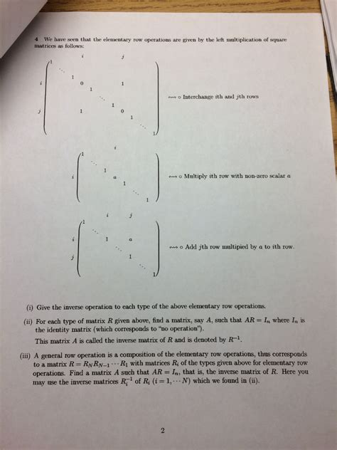 Solved We Have Seen That The Elementary Row Operations Are
