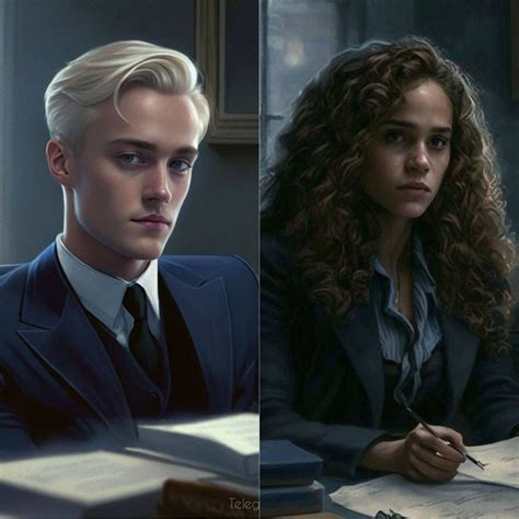 Гермиона и Драко Фанатка Мультипликационные люди Гарри поттер