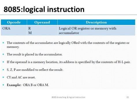 8085branching And Logical Instruction