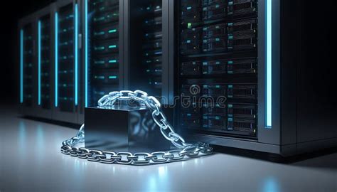 glowing protected chain around data server stock illustration illustration of firewall