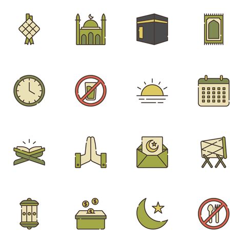 Ramadhan Filled Line Icon Set Vector 12744669 Vector Art At Vecteezy