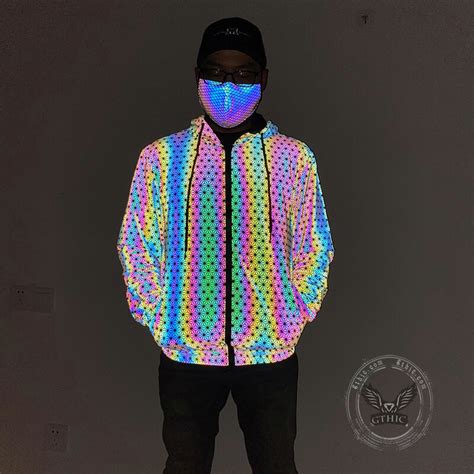Geometric Pattern Colorful Reflective Jacket Gthic