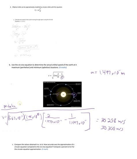 Solved 6 Elliptical Orbits Can Be Approximately Modelled As Chegg