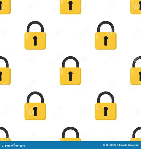 Closed Padlock Flat Icon Seamless Pattern Stock Vector Illustration Of Colorful Closed 98150524