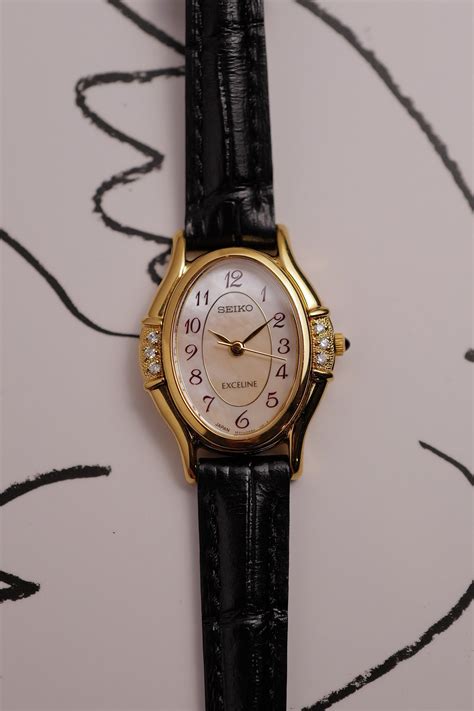 Seiko Exceline Art Deco Diamond Case With Mother Of Pearl Dial My