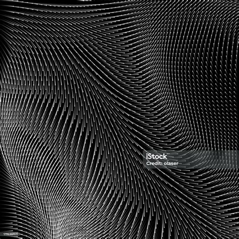 Monochromatic Waves Of White Lines Creating A Dynamic Pattern On Black Stock Illustration