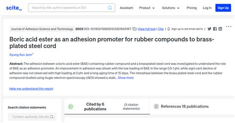Boric Acid Ester As An Adhesion Promoter For Rubber Compounds To Brass