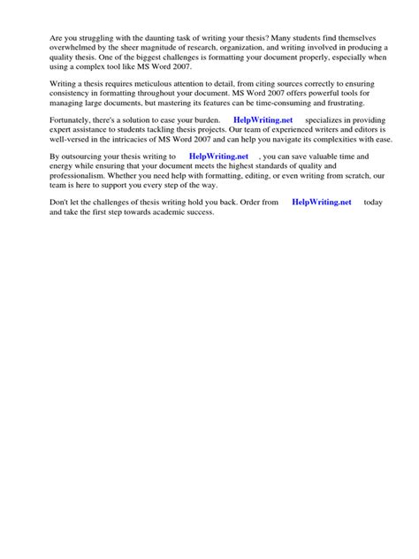Ms Word 2007 For Thesis Writing Pdf Thesis Microsoft Word
