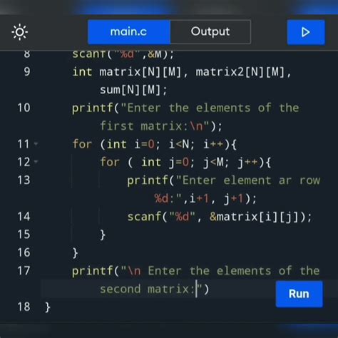 How To Write A C Program To Add Two Matrices Of Size Nm And Store The
