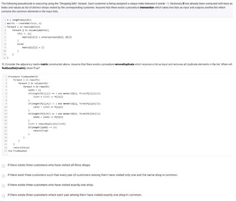 The Following Pseudocode Is Executing Using The Shopping Bills Dataset