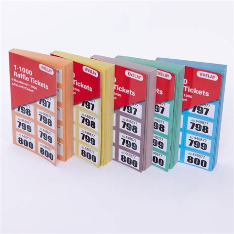 Cloakroom Raffle 1 1000 Tombola Draw Tickets Numbered 6 Colours To