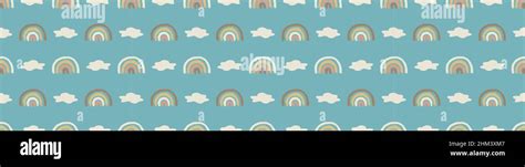 Gender Neutral Rainbow Seamless Vector Border Simple Whimsical