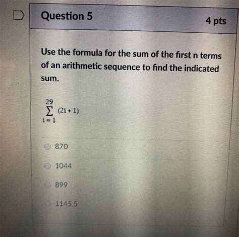Solved D Question 1 4 Pts Express The Sum Using Summation