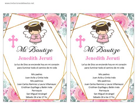 Invitaciones De Bautizo Para Niña 16 Pdf