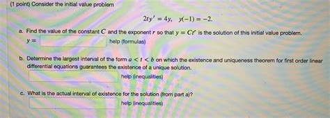solved 1 point consider the initial value problem 2ty