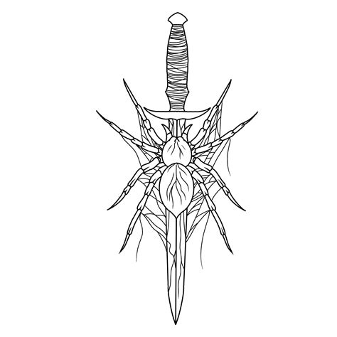 Intricate Dagger Tattoo Drawing