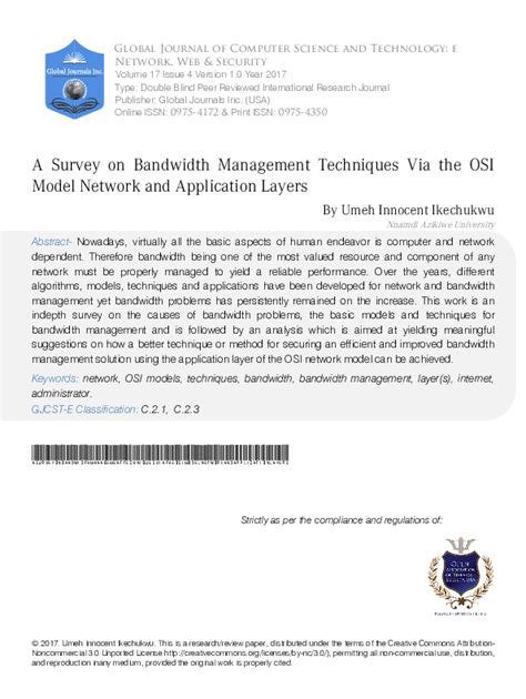 Pdf A Survey On Bandwidth Management Techniques Via The Osi Model Network And Application