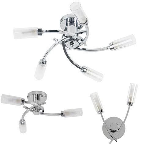 Modern Chrome And Glass Ceiling Light Fitting Wall Light Semi Flush