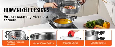 Vevor Steamer Pot 11in28cm Steamer Pot For Cooking With 3qt Stock Pot