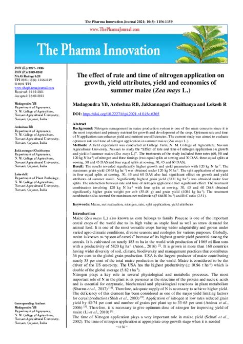 Pdf The Effect Of Rate And Time Of Nitrogen Application On Growth