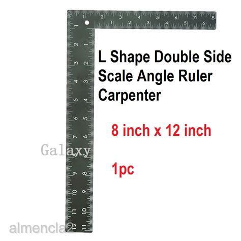 Metal L Shape Double Sides Scale Angle Square Ruler Carpenter Ruler Qlassic 90 Degree Right