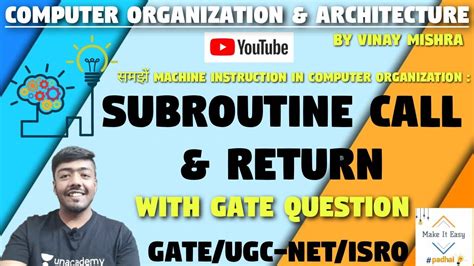Computer Organization 51 Subroutine Call And Return Interrupt Gate Problem On Subroutine