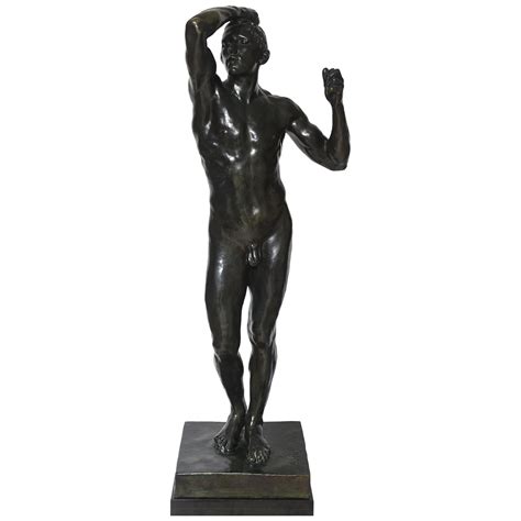 After Auguste Rodin Bronze Sculpture Of The Age Of Bronze Male Nude