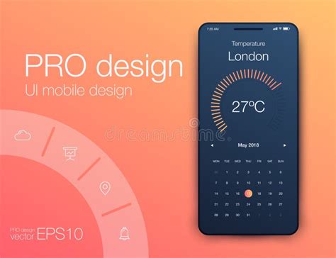 Weather Ui Material Design Vector Illustration Stock Vector Illustration Of Device Menu