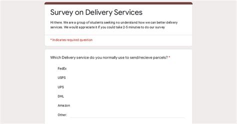 Survey For Delivery Services R Ups