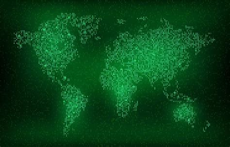 Digital Binary Code World Map Future Technology 23504203 Vector Art At