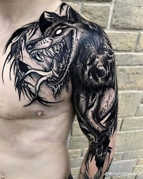 Werewolf Tattoo Ideas For Men Demon Wolf Tattoo Dark Art Tattoo