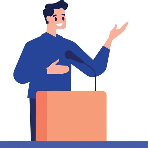 Hand Drawn Businessman speaking on the podium in flat style 29375713 Vector Art at Vecteezy
