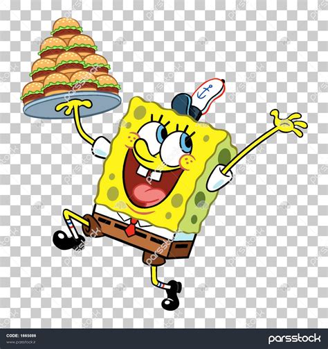 عکس باب اسفنجی که یه سینی همبرگر در دست دارد لایه باز 1665086