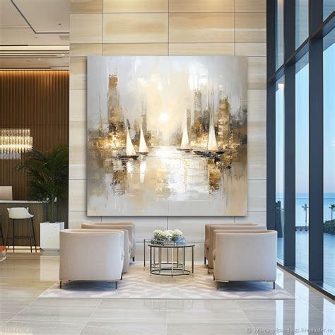 Картины маслом парусная регата Картина золотисто белая для интерьера в интернет магазине Ярмарка