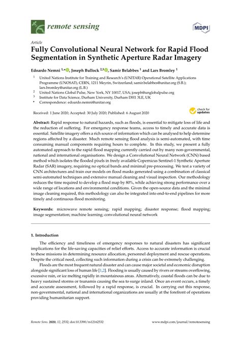 Pdf Fully Convolutional Neural Network For Rapid Flood Segmentation In Synthetic Aperture