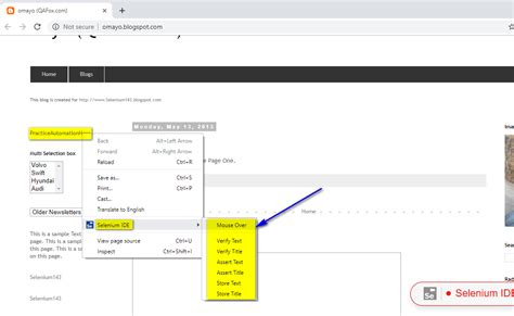 New Selenium Ide Right Click Options During Recording Qafox