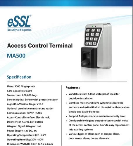 Fingerprint Recognition ESSL MA500 Access Control System Fingerprint RFID At 9600 In New Delhi