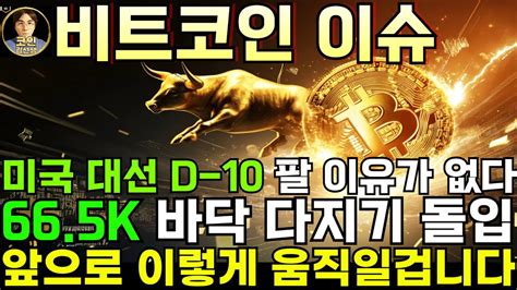 비트코인 전망 미국 대선 D 10 팔 이유가 없다 665k 바닥 다진다 275k 까지 무조건 홀딩 Youtube