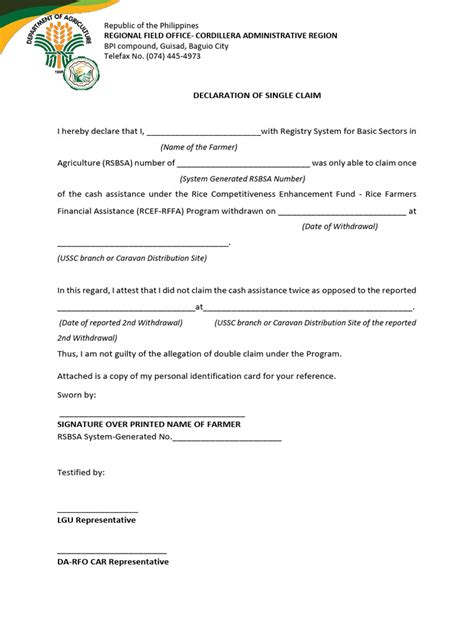 declaration of single claim and double claim pdf economies
