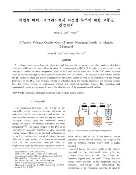 Pdf Effective Voltage Quality Control Under Nonlinear Loads In