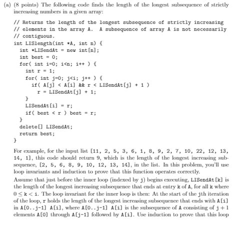 Solved A 8 Points The Following Code Finds The Length Of
