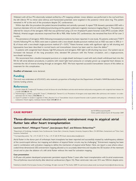 Pdf Three Dimensional Electroanatomic Entrainment Map In Atypical