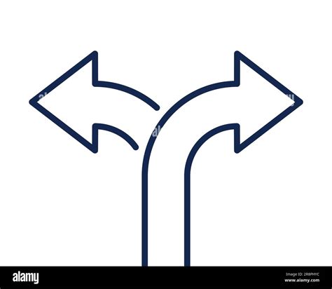 Two Arrow Double Direction Option Way Fork Path Two Pathway Multi Traffic Traffic Icon Stock