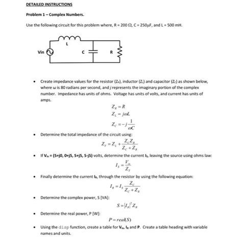 Solved Detailed Instructions Problem 1 Complex Numbers