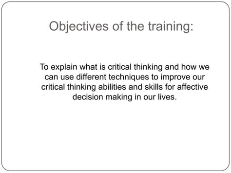Critical Thinking Skills Ppt PPTX